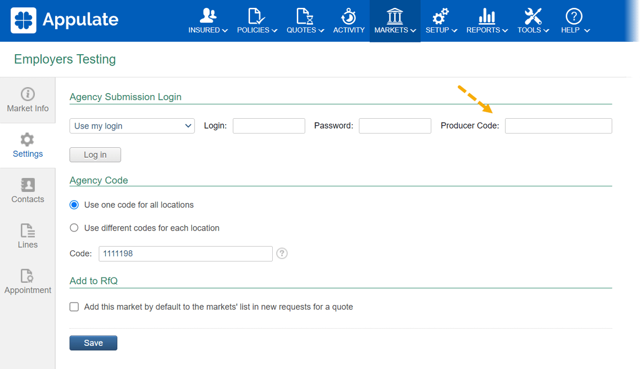 Agency and Producer codes