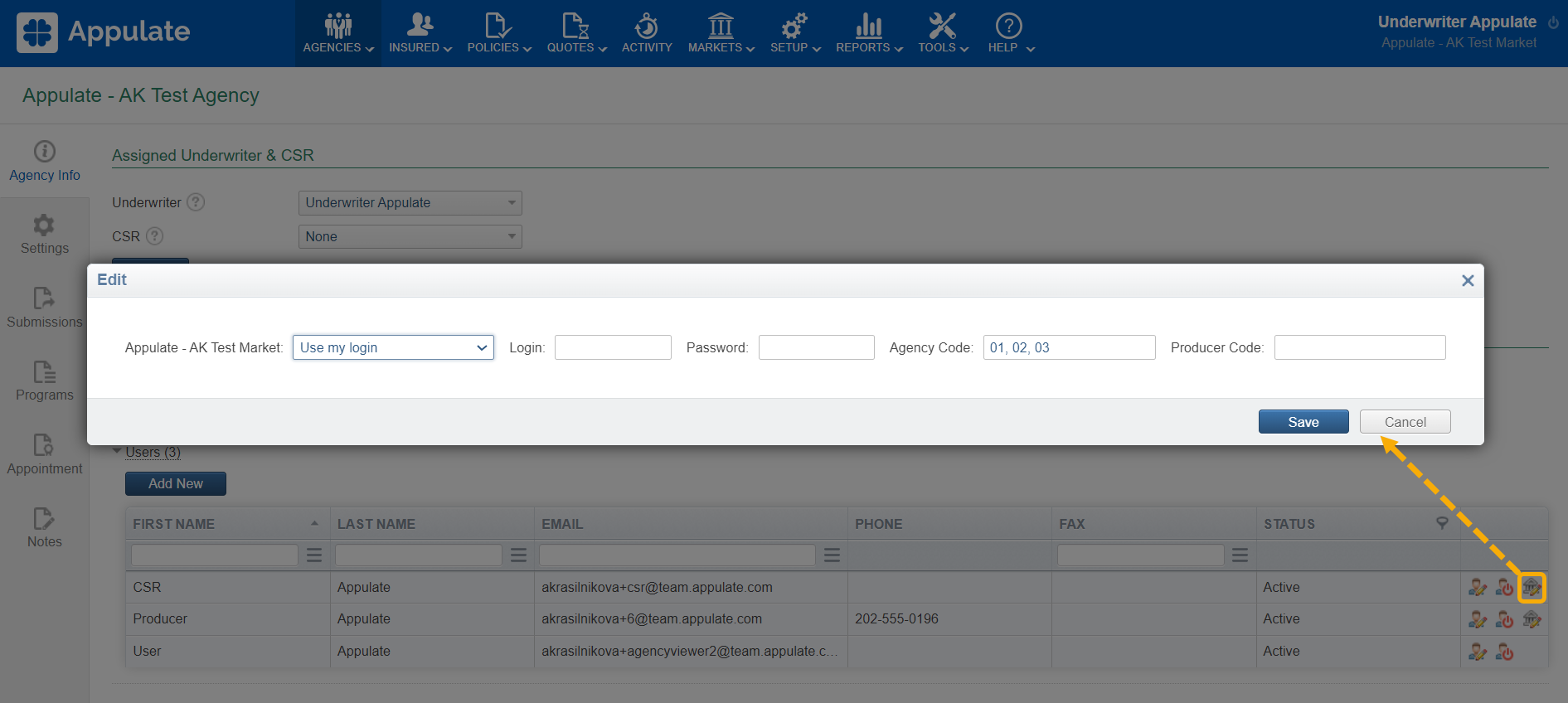 Agency and Producer codes