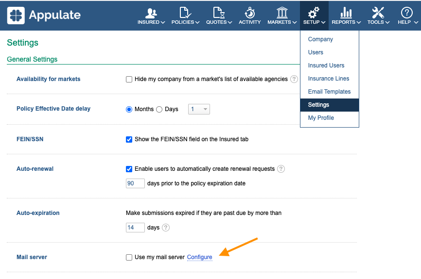 Mail Server configuration
