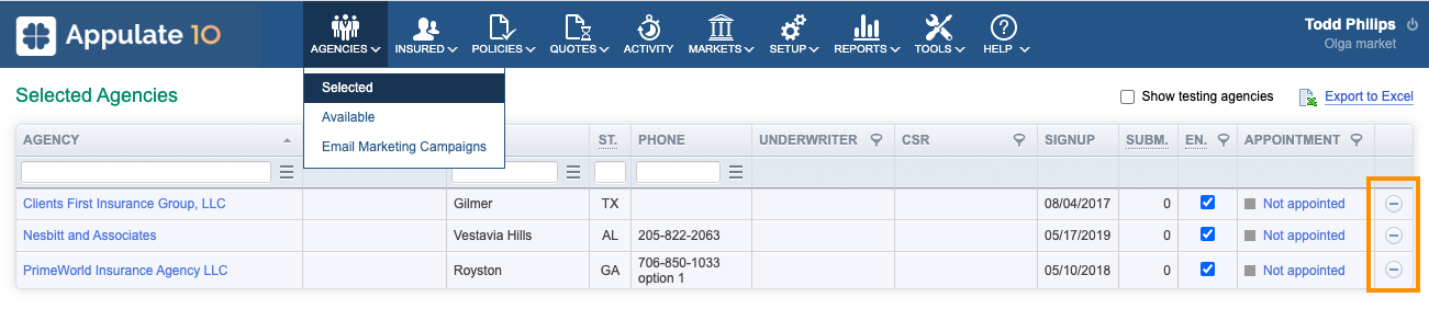 Managing your agencies in Appulate